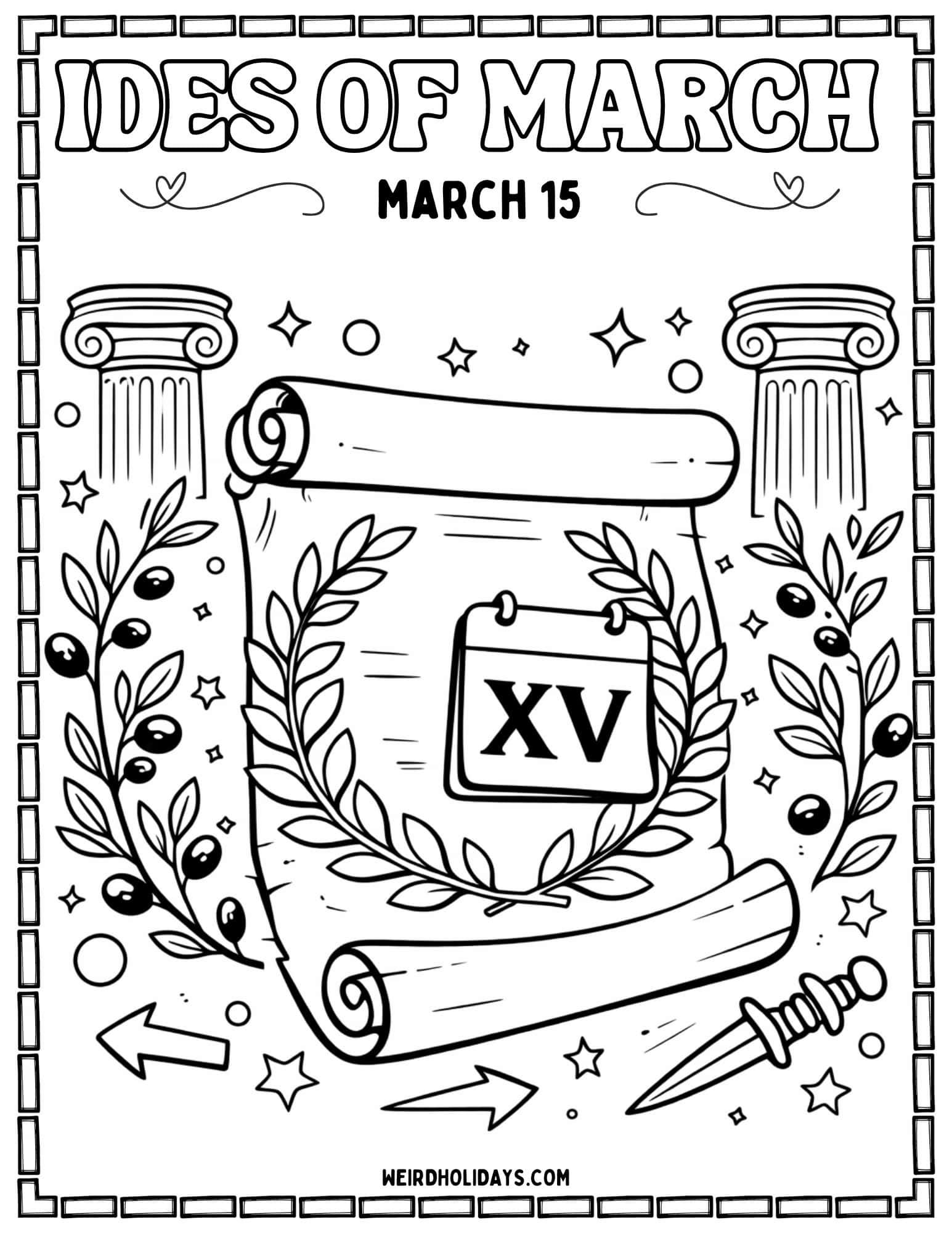 Ides of March (March 15) | Free Kids Coloring Page & Activities