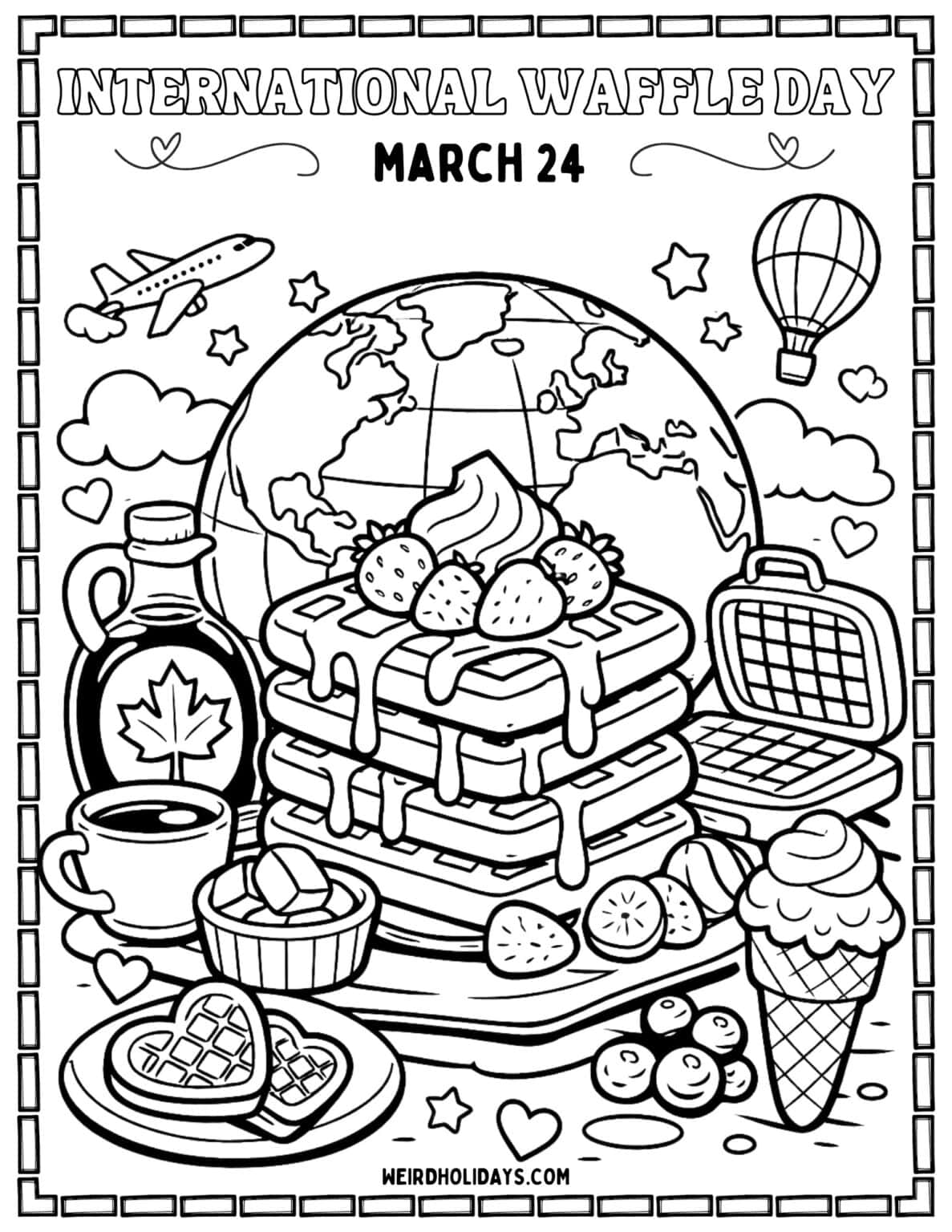 International Waffle Day (March 25) | Free Color Page & Activities