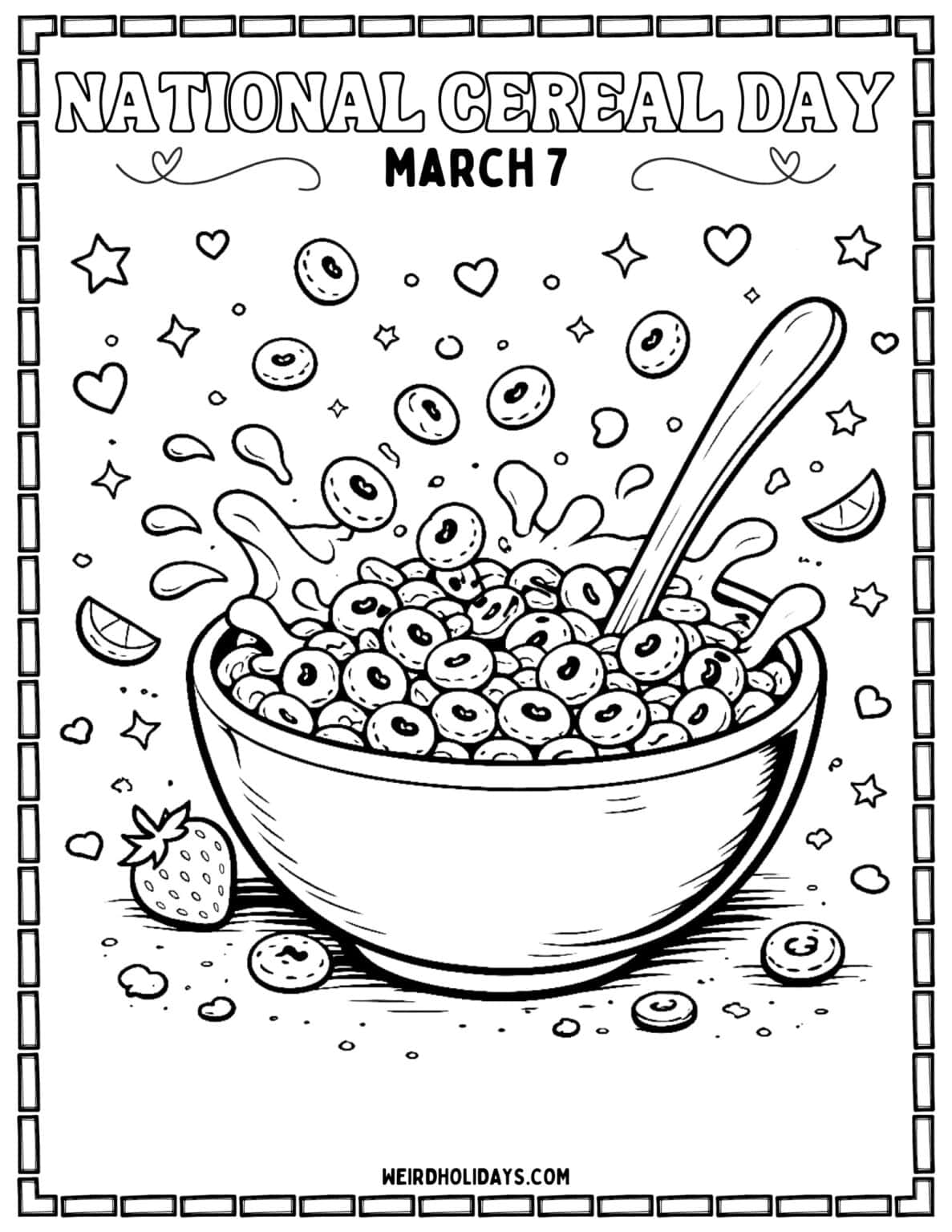 National Cereal Day (March 7) | Kid-Friendly Facts + Coloring Page