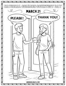 National Common Courtesy Day (March 21) | Activities + Coloring