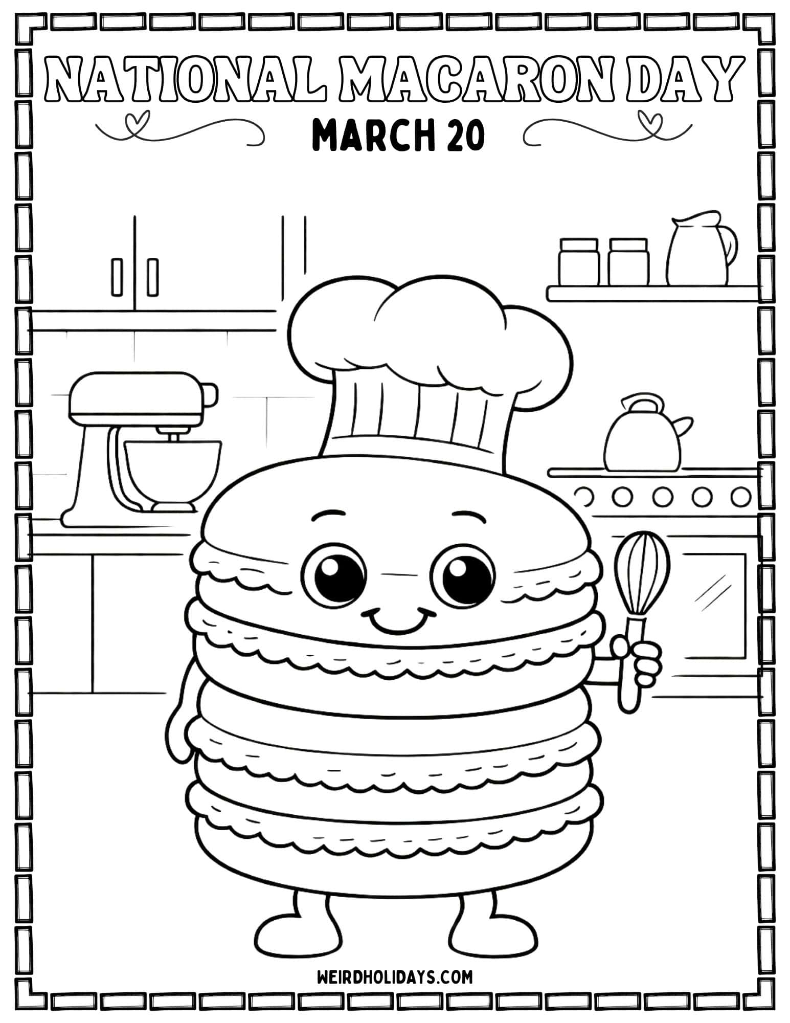 National Macaron Day (March 20) | Recipes & Free Coloring Page