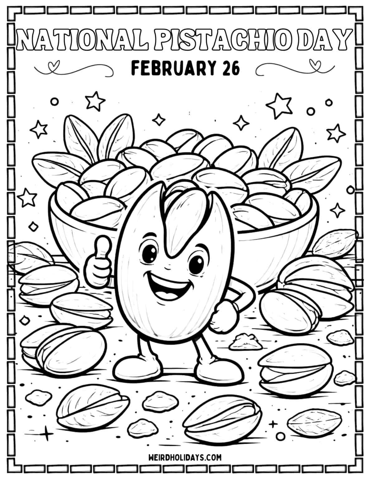 National Pistachio Day (February 26) | Free Kids Coloring Page