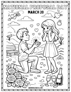 National Proposal Day (March 20) | Facts & Free Coloring Page